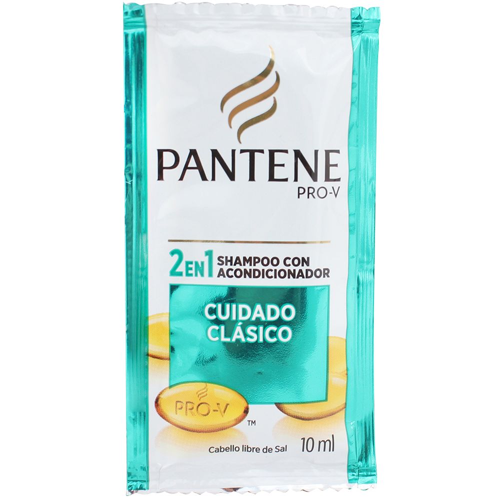 Shampoo 2en1 Pantene Classic care 24 sobres de 10 ml - lagranbodega