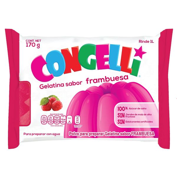 Gelatina en polvo para agua Congelli frambuesa 170 gr - lagranbodega