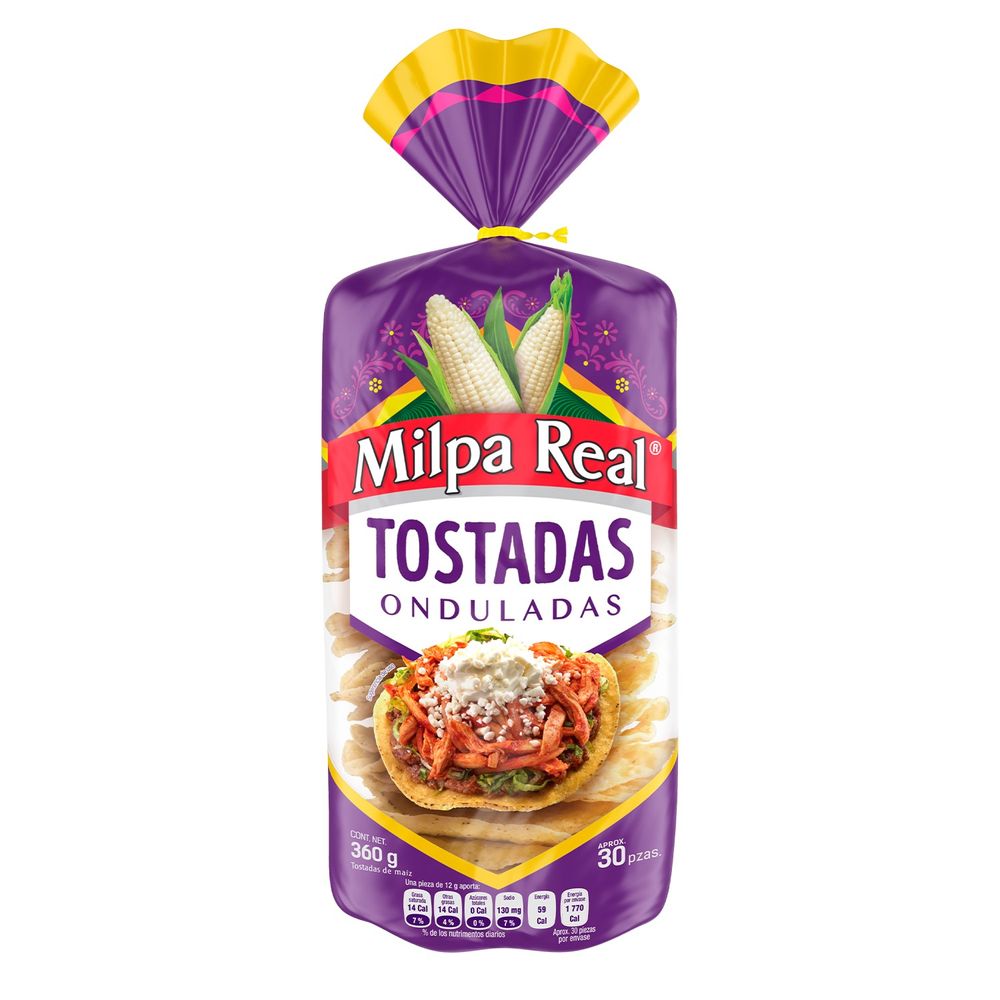 Tostadas Milpa Real de maíz onduladas 360 g - lagranbodega