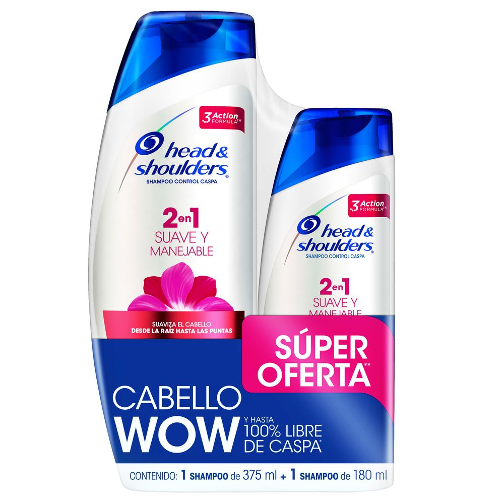 shampoo h&s suave manejable 375 ml + 2en1 suave manejable 180 ml ...